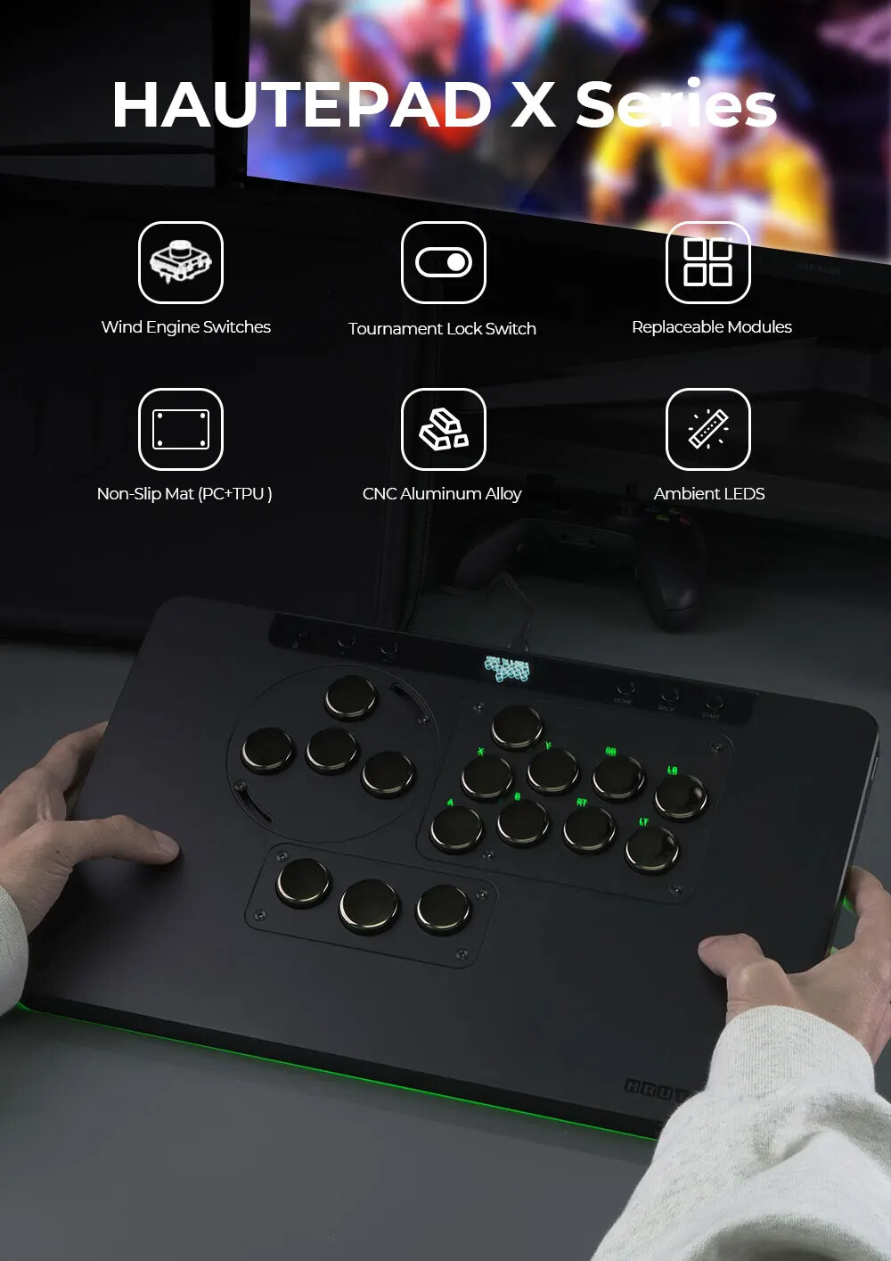 Haute42-COSMOX X Series Leverless Controller Replaceable Module Joystick Keyboard Arcade For PC ...