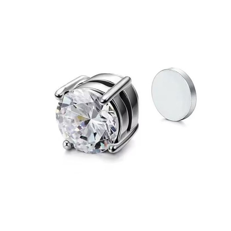 New Zircon Magnetic Clip-On Earrings for Men & Women - No-Piercing Fake ...