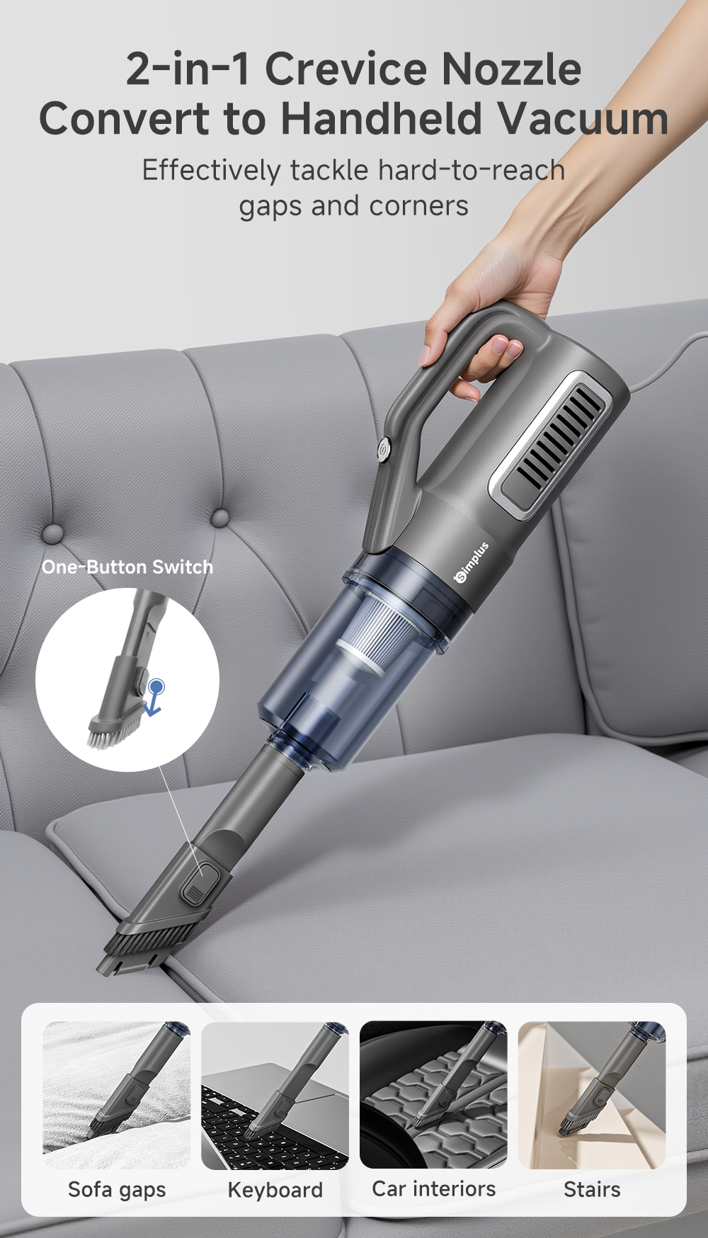Simplus Vacuum Cleaner 16000Pa Strong Suction 3 in 1 Multi-Use Portable ...