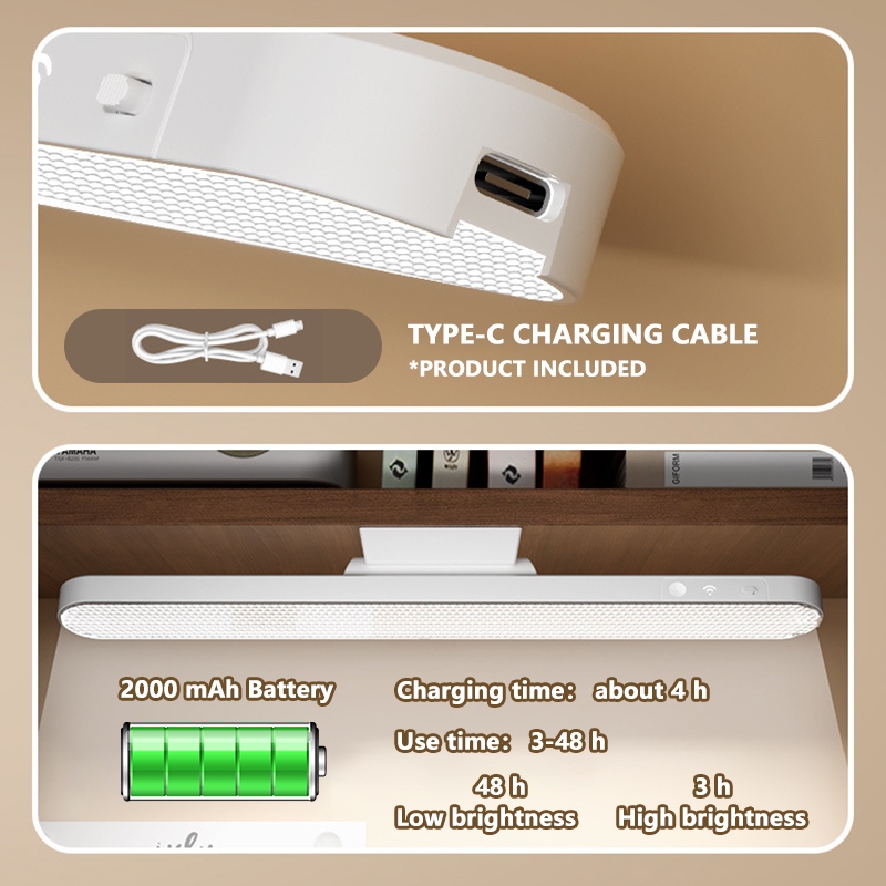 Magnetic LED Light For Room Rechargeable Light Study Lamp Shade Dim ...