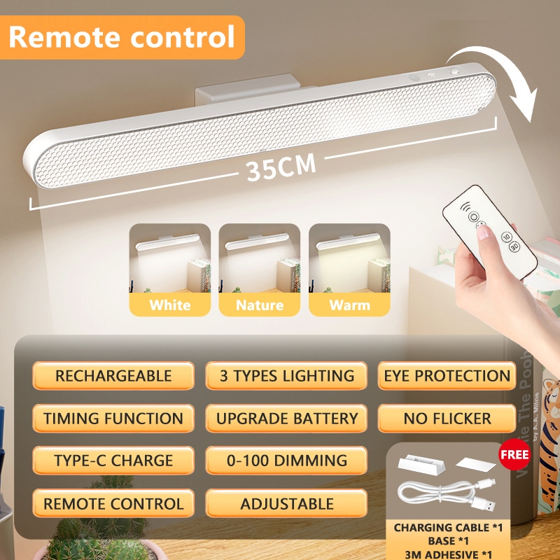 Magnetic LED Light For Room Rechargeable Light Study Lamp Shade Dim ...