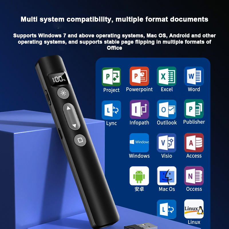 LED digital Wireless Presenter Pen 2.4Ghz USB C Adapter Handheld Remote ...