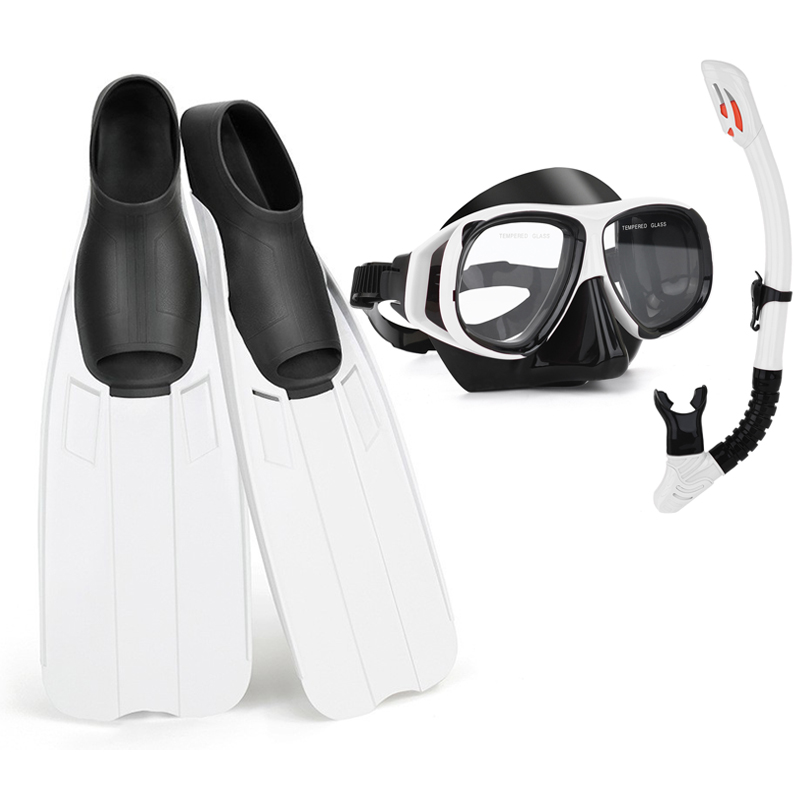 Professional diving mask snorkel fins set dry top snorkel silicone ...