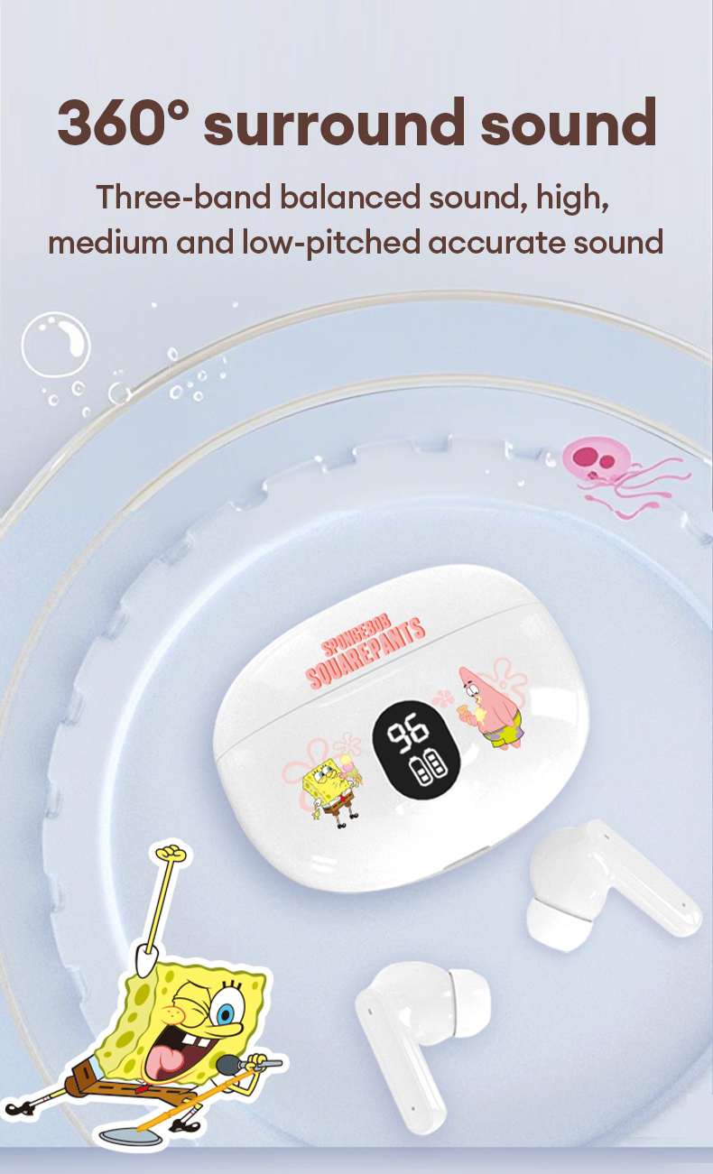 Disney S510 SpongeBob SquarePants Bluetooth Earphones HIF Stereo 360 ...