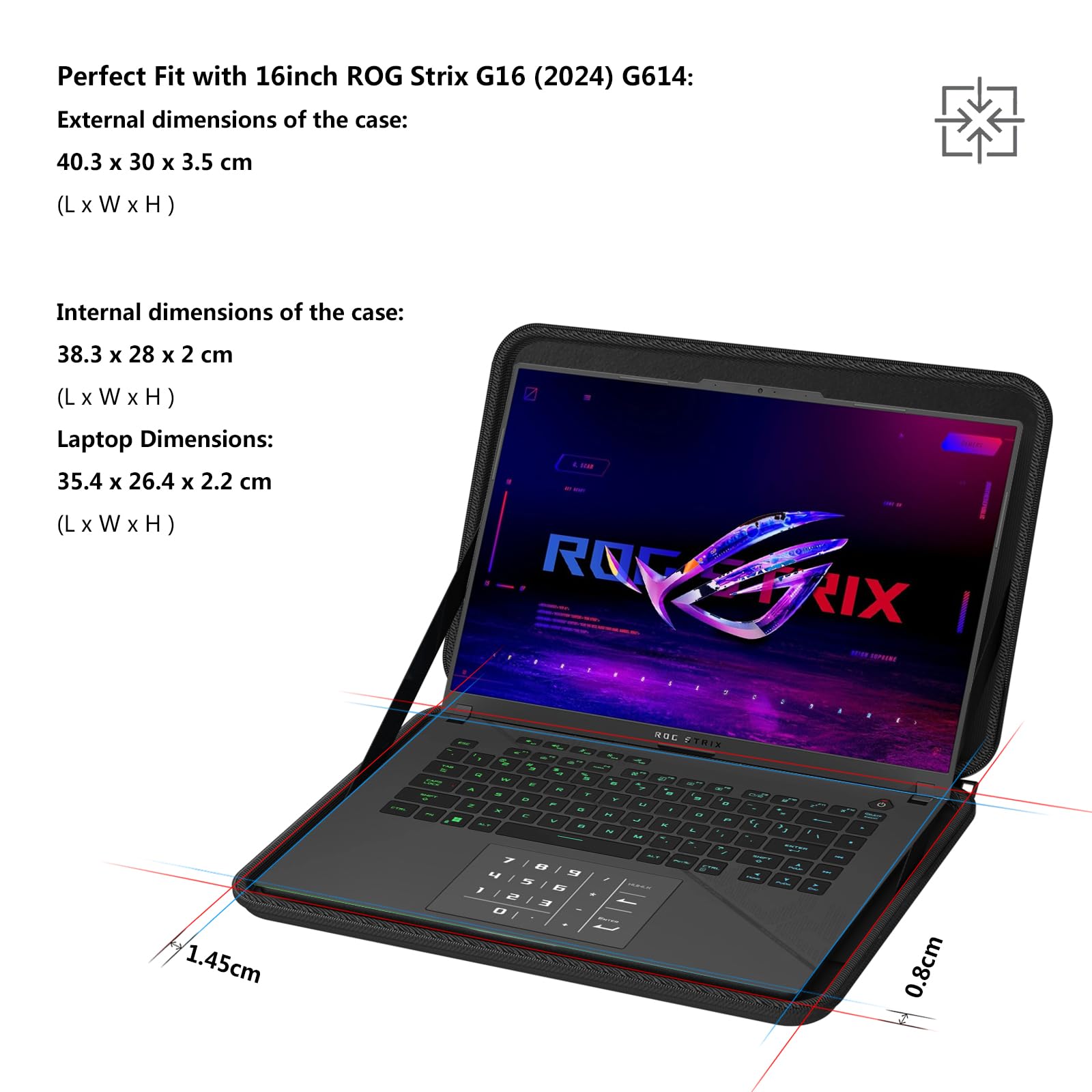 16 inch Hard Shell Laptop Sleeve Case for ASUS ROG Strix Scar 16 2025 ...