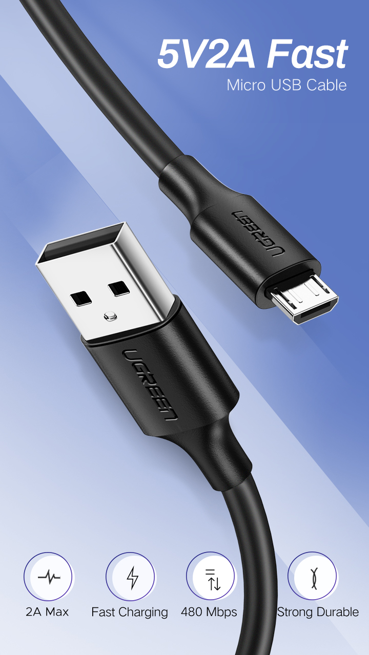 UGREEN USB A To Micro USB Cable 2A Qualcomm 3.0 QC Quick Charge Fast ...