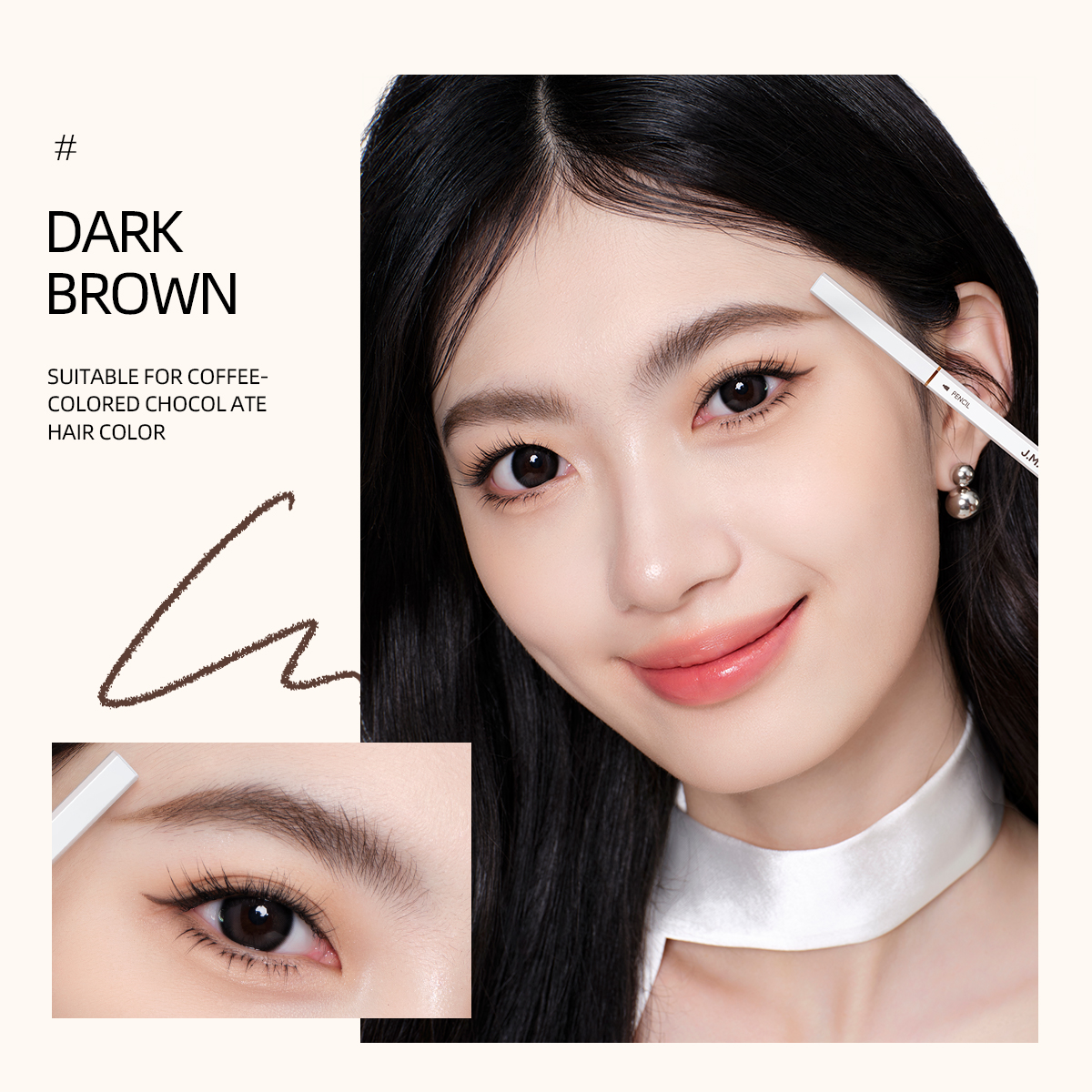 JMCY Sweatproof Double-Headed Eyebrow Pencil Ultra-Fine Head Ultra-Fine ...