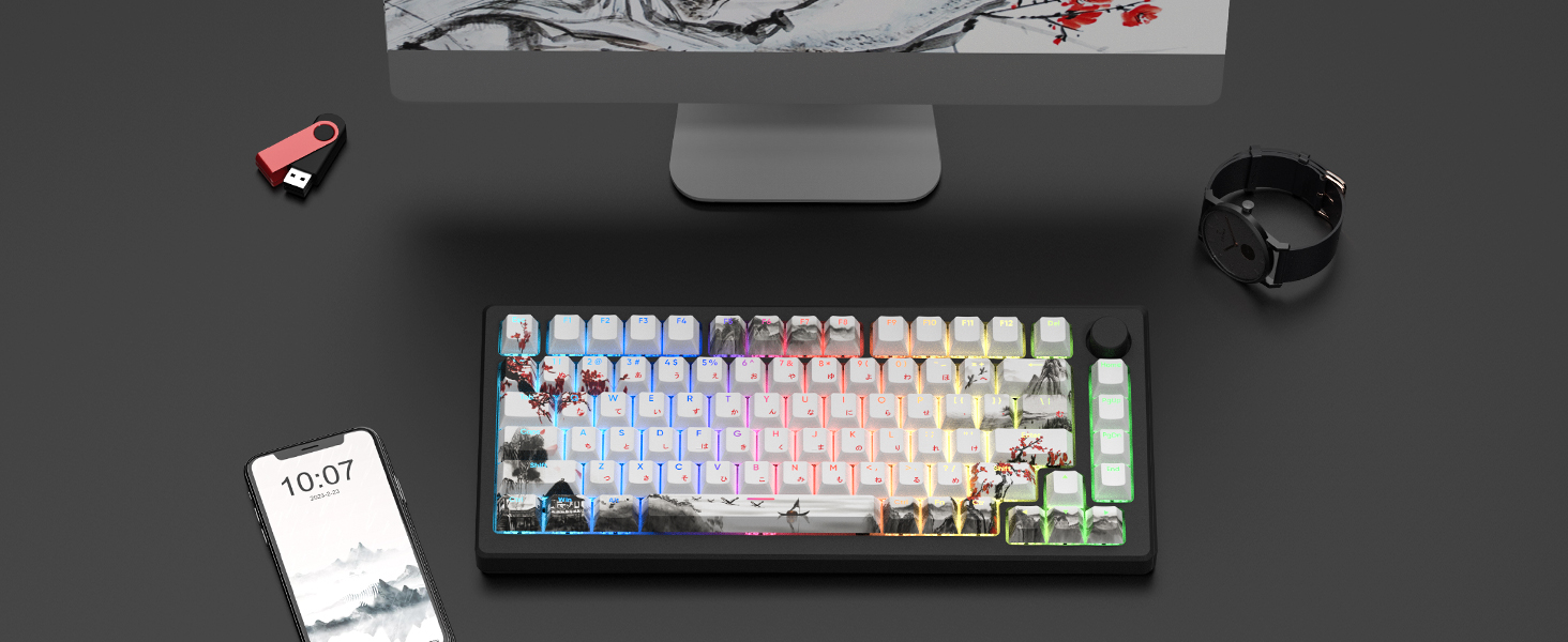 Womier Custom White Japanese Dye Sub 127 Keys Shine Through Cherry ...