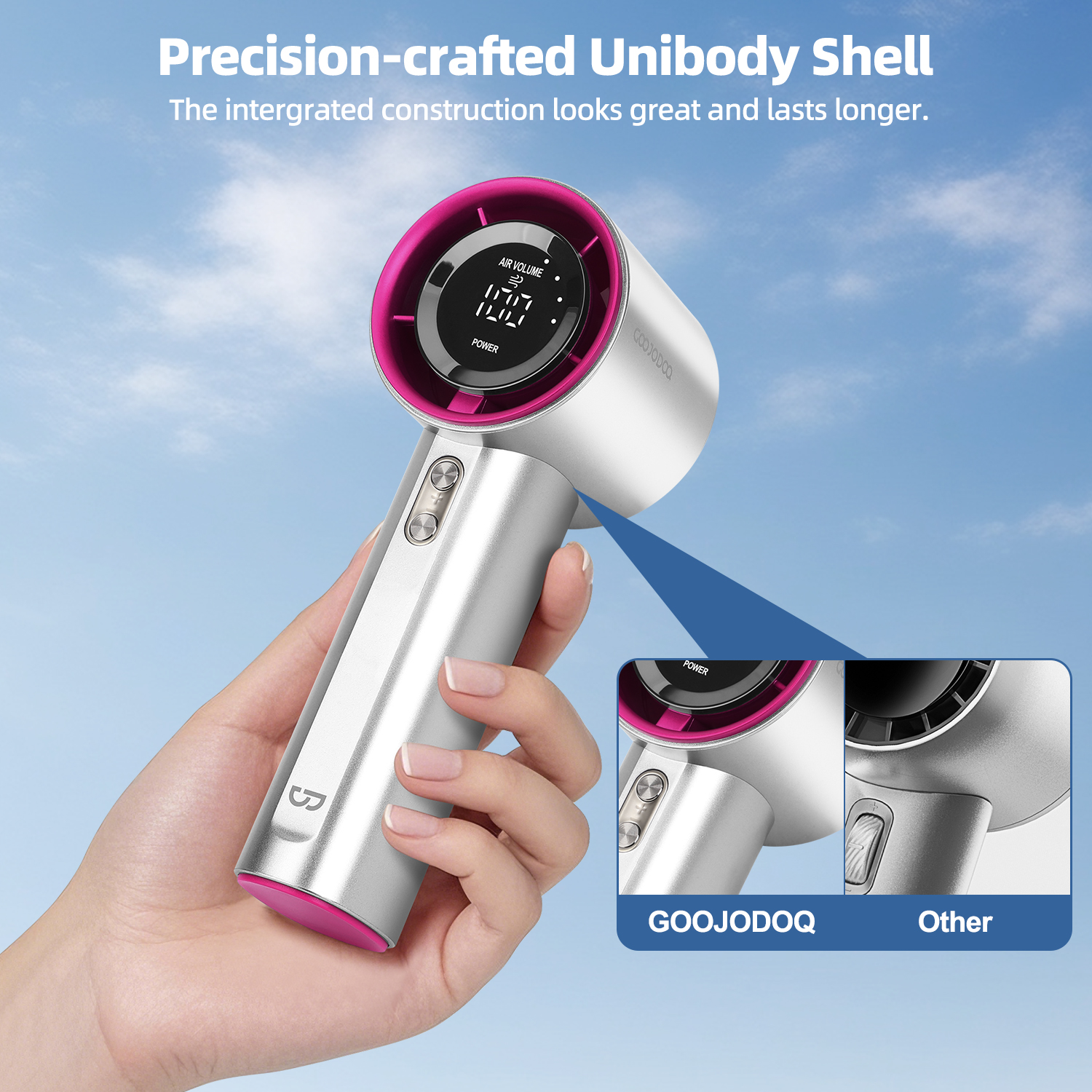 Goojodoq 4000 mAh Mini Handheld Fan Portable Rechargeable Adjustable ...