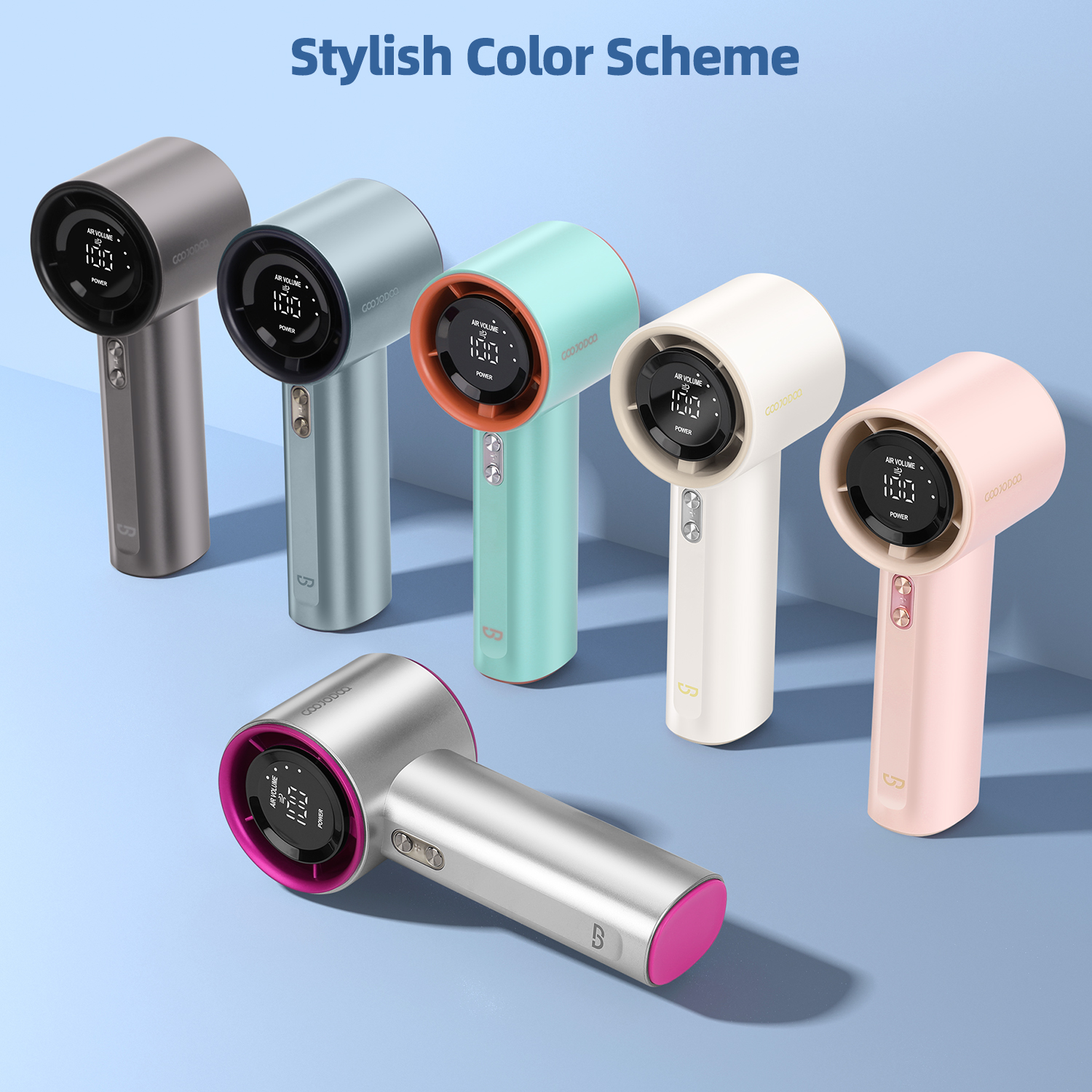 Goojodoq 4000 mAh Mini Handheld Fan Portable Rechargeable Adjustable ...