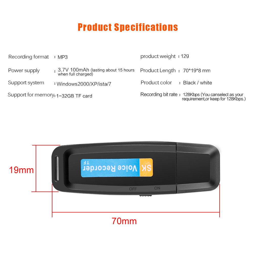 [Local Shipment] Professional Voice Recorder Mini USB Audio Dictaphone ...