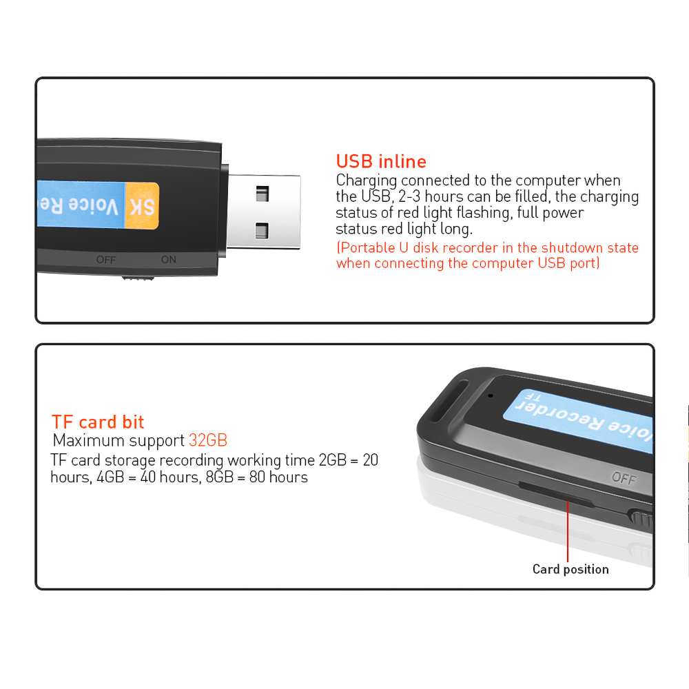 [Local Shipment] Professional Voice Recorder Mini USB Audio Dictaphone ...