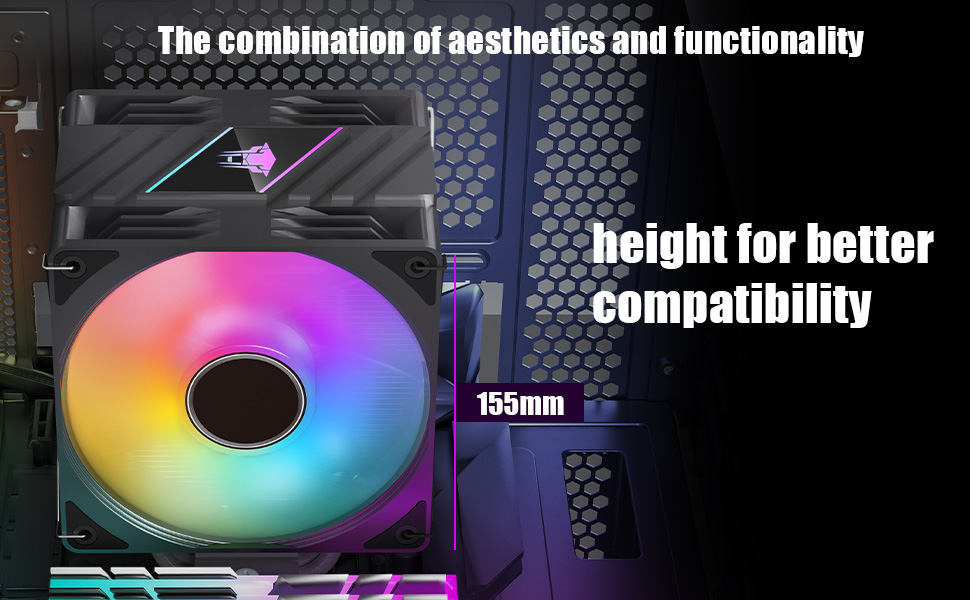 Jungle Leopard K400 PRO Black CPU Cooler Single Tower Dual Fan 4 Heat ...