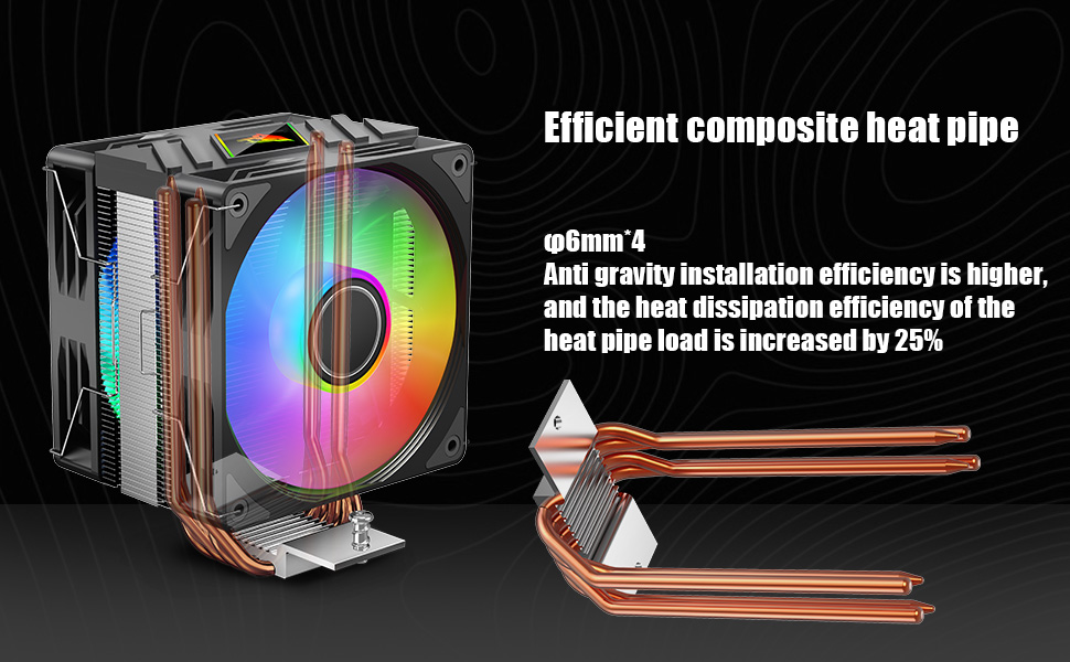 Jungle Leopard K400 PRO Black CPU Cooler Single Tower Dual Fan 4 Heat ...