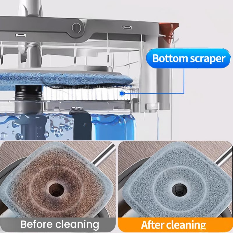 Square Mop with spinner and Bucket Clean Dirty Water Separation Self ...