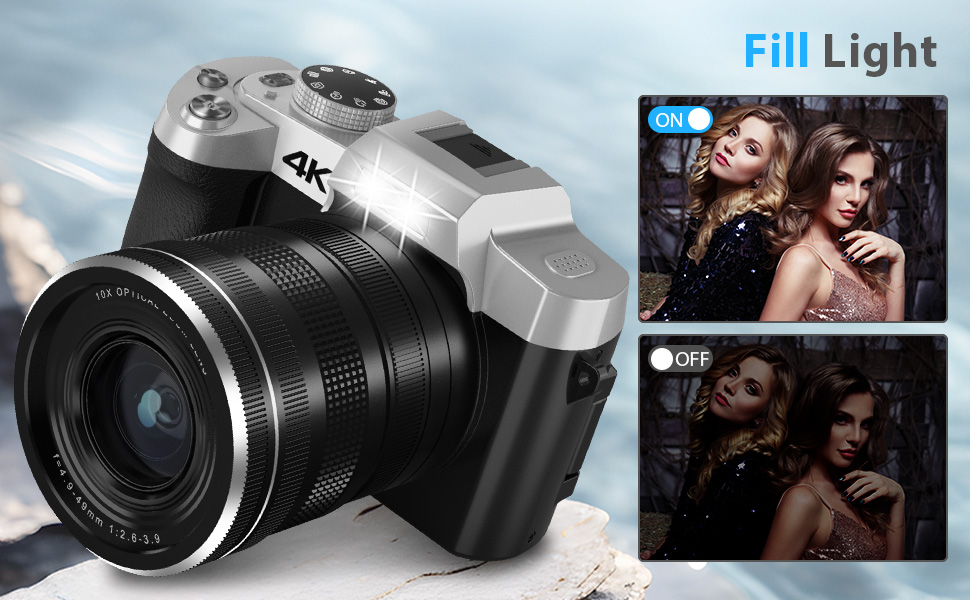 VETEK9-pro Camera for Photography, 4K Digital Camera, 12X Optical Zoom ...