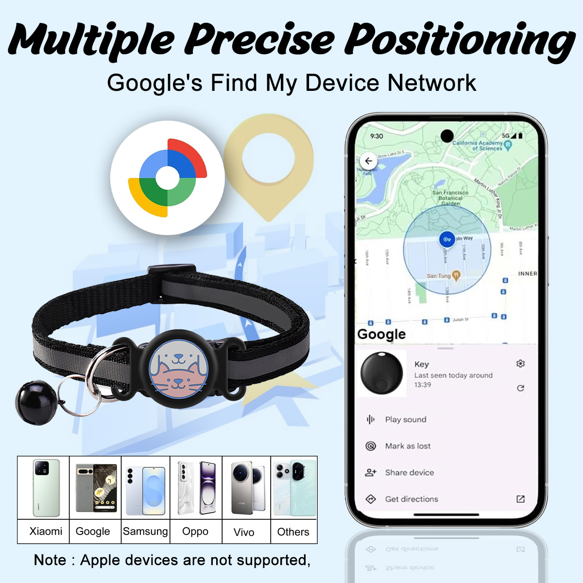 Cat Tracker Cat Collar GPS Pet Tracker Google Certified Pet Locator for ...