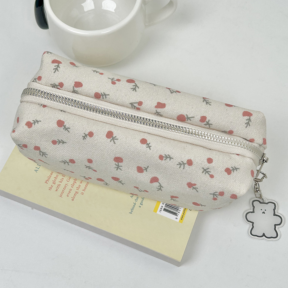 Ins Cream Floral Pen Bag Large Capacity Pencil Case Creative Student ...