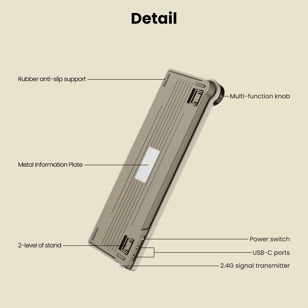 Royal Kludge RK N99 Mocha Grey 98 Key Tri-Mode RGB Wired Bluetooth 2.4G ...