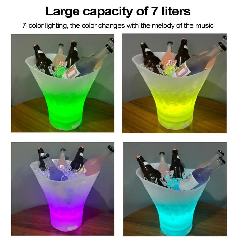 Light Up Ice Bucket 7L Light-up Ice Cube Colorful Lighted Drink ...