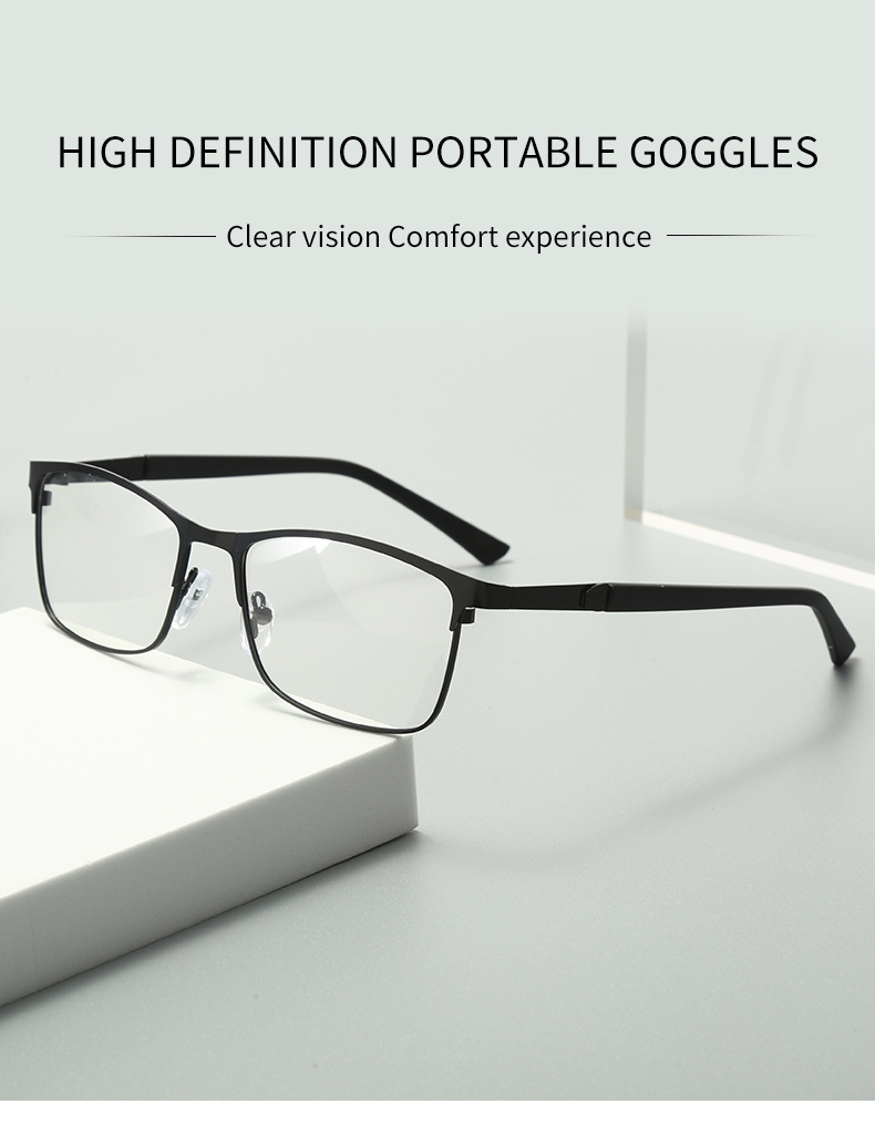 Photochromic Square Glasses Unisex Anti Radiation Metal Frame Retro ...