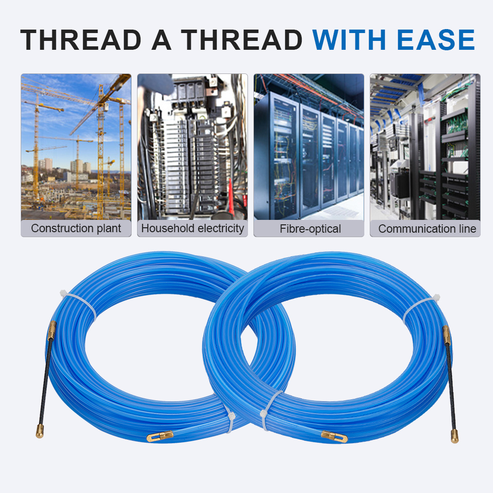 4mm 5M-40M Fiberglass Cable Puller Electrician Tape Conduit Ducting ...