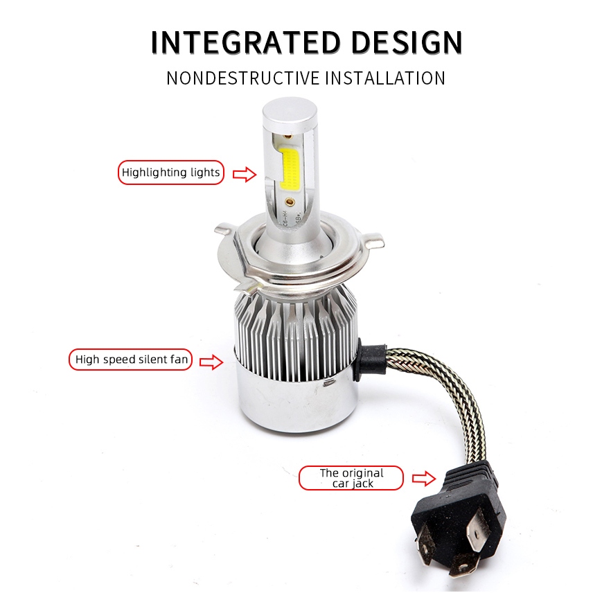 Car Led Headlights 2Pcs C6 H4 H7 H11 9005 9006 7600LM 36W LED Car ...