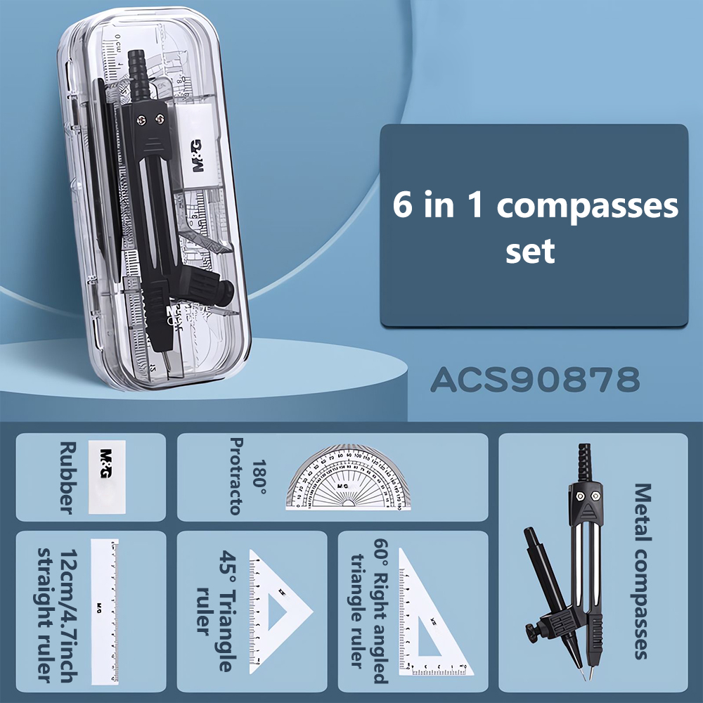 M&G Compass And Ruler Set For Students To Study, Work And Take Exams ...