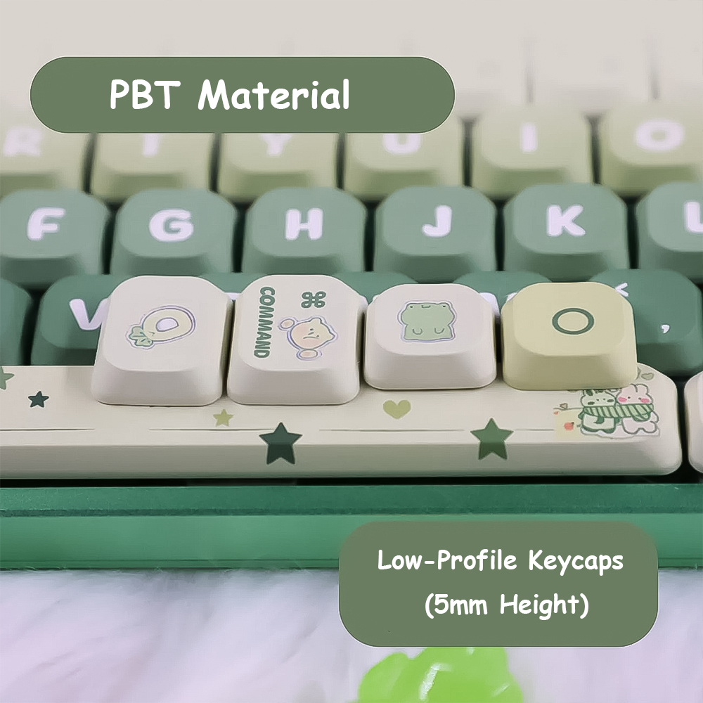 Cute Green Low Profile Customize Keycaps 129-key PBT Set for MX Switche ...