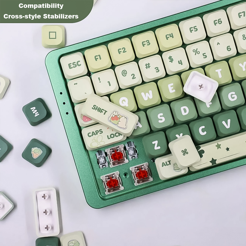 Cute Green Low Profile Customize Keycaps 129-key PBT Set for MX Switche ...