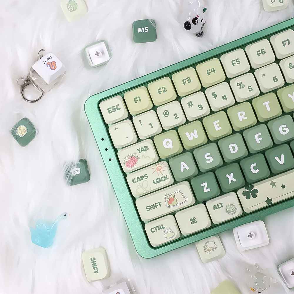 Cute Green Low Profile Customize Keycaps 129-key PBT Set for MX Switche ...