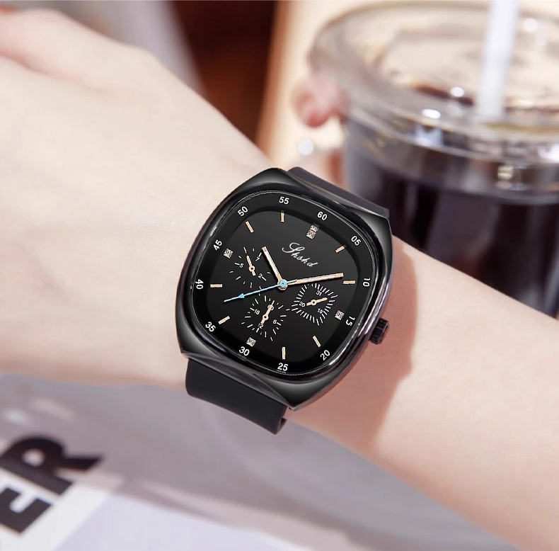 Wokai 2pcs Women Watch Waterproof Quartz with Silicone Strap Korean ...