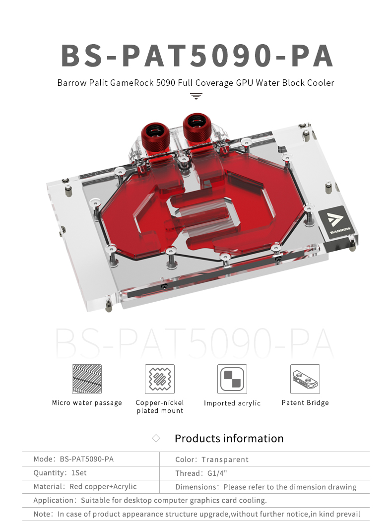 Barrow full coverage GPU Water Block for GIGABYTE AORUS RTX 5090 MASTER ...