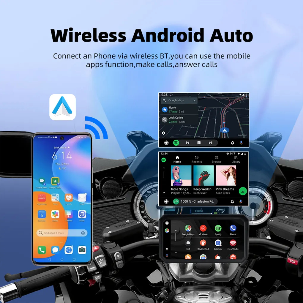 EKLEVA 6 Inch Motorcycle DVR Android 14 8 Cores 4+64GB Motor Wireless CarPlay Android Auto ...