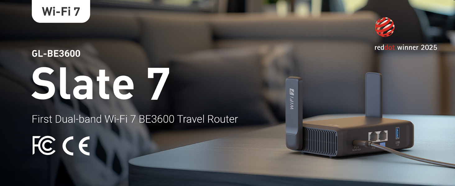 GL.iNet GL-BE3600 (Slate 7) Portable Travel Router, Pocket-Sized Dual ...