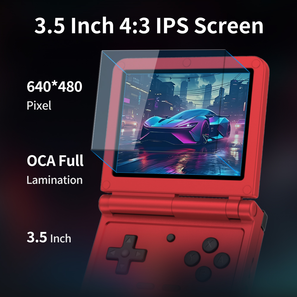 POWKIDDY V90S Retro Flip 3.5 Inch 4:3 640*480 HD IPS Screen Handheld ...