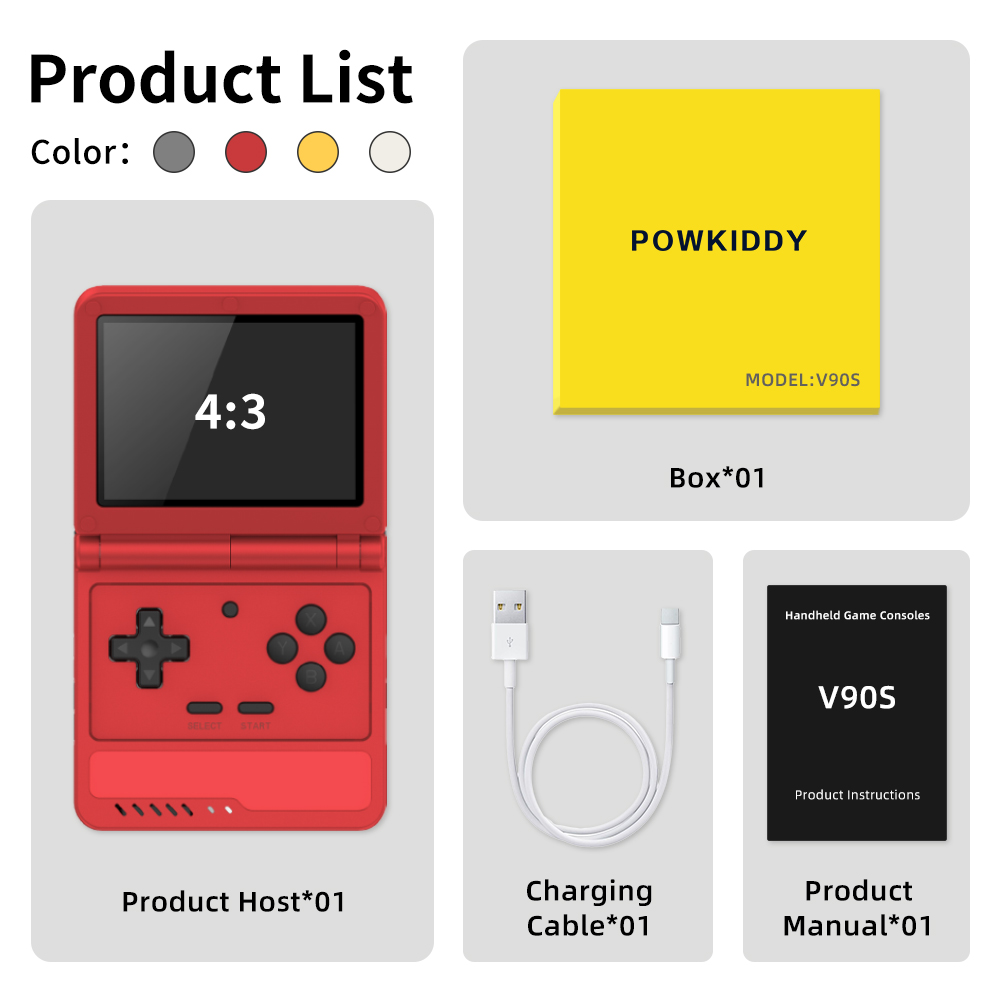 POWKIDDY V90S Retro Flip 3.5 Inch 4:3 640*480 HD IPS Screen Handheld ...