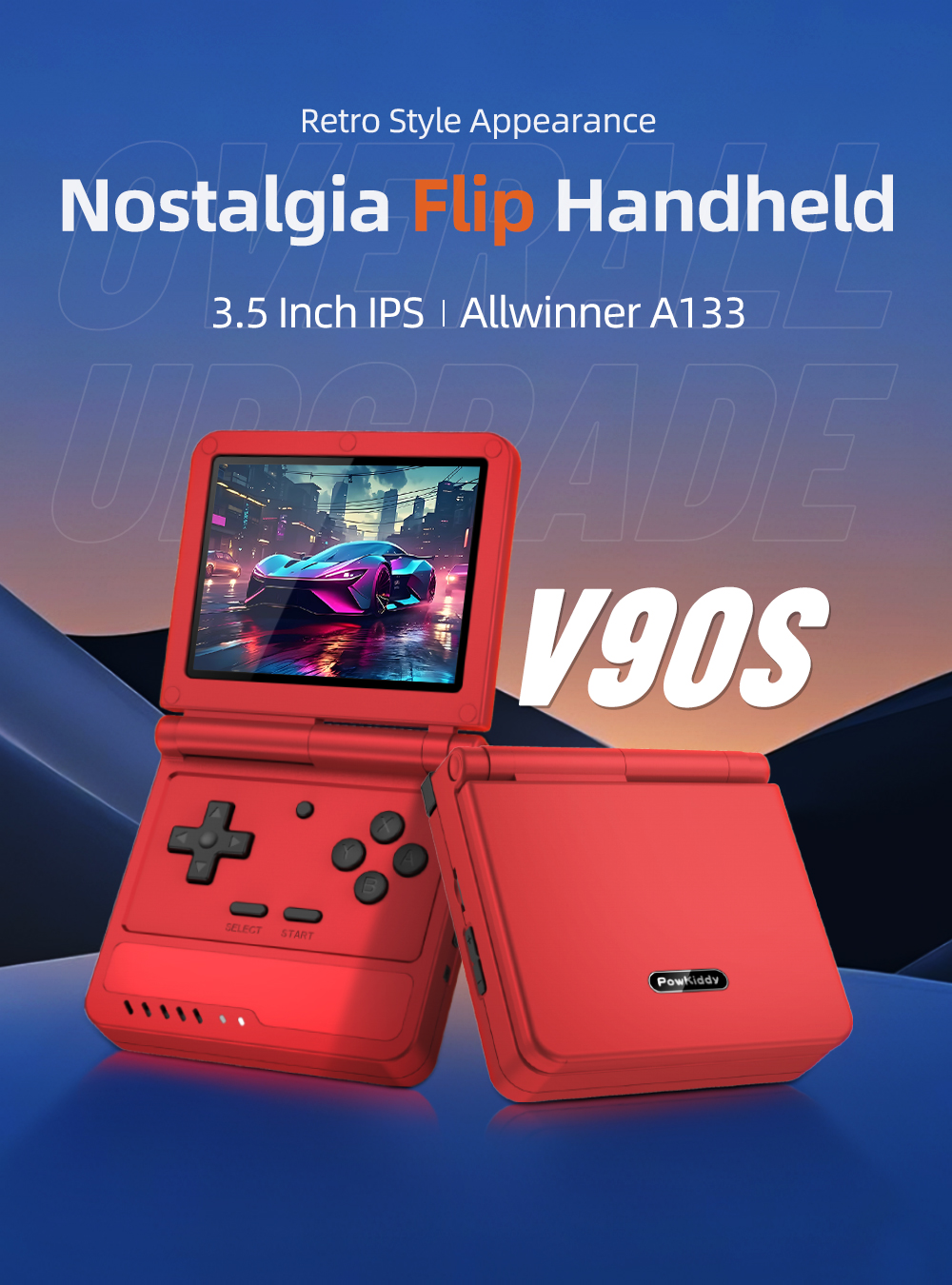 POWKIDDY V90S Retro Flip 3.5 Inch 4:3 640*480 HD IPS Screen Handheld ...