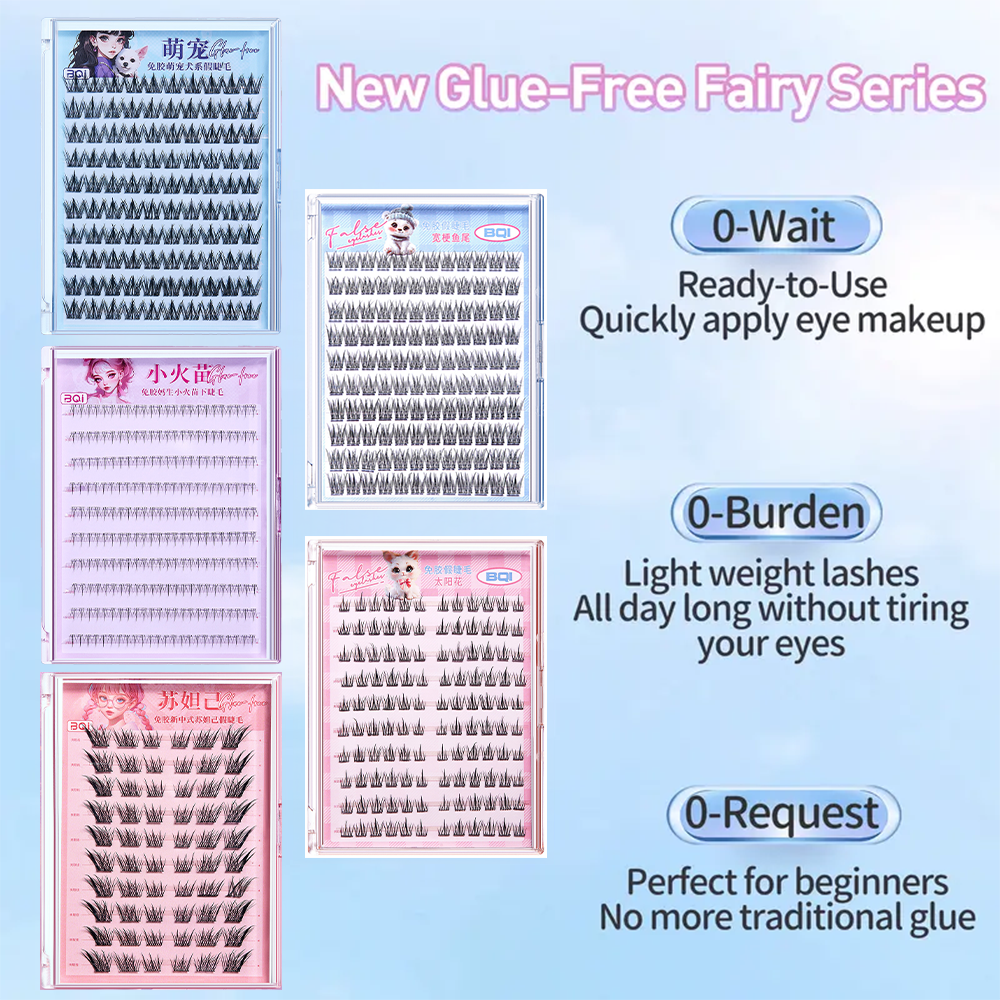 FAYANKOU&BQI Self Adhesive Cluster False Eyelashes 10 12mm C Curl ...