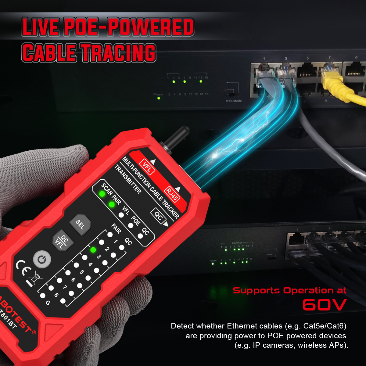 HABOTEST HT801A/B Wire Tester RJ45 RJ11 Cable Tracker Line Finder ...