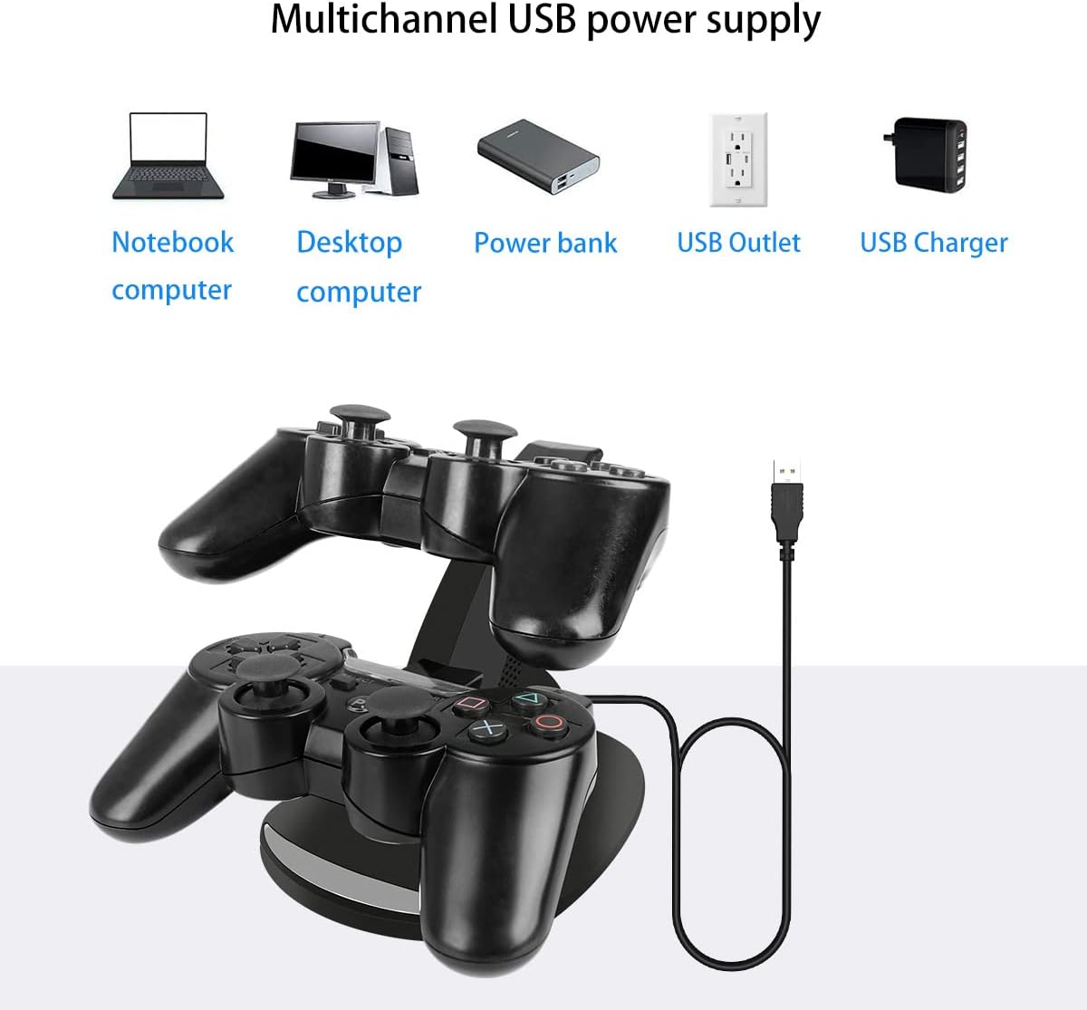 Dual PS4 Controller Charger Dock LED Stand For Two DS4 Dualshock 4 ...