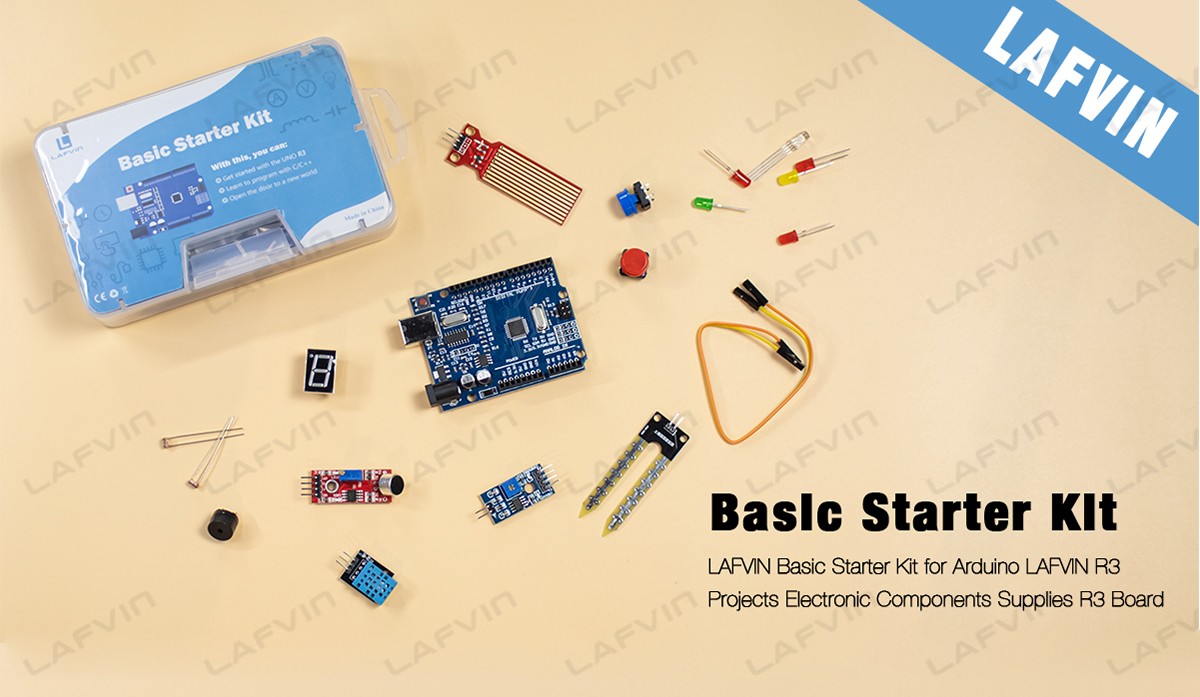 LAFVIN UNO R3 Basic Starter Kit for Arduino with Tutorial/Code, Breadboard, Jumper Wire ...