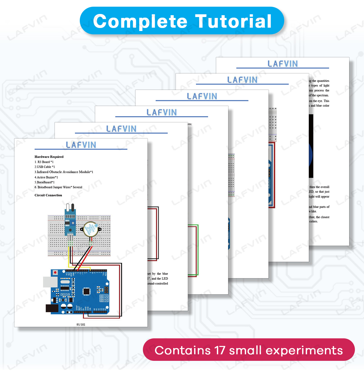 LAFVIN UNO R3 Basic Starter Kit for Arduino with Tutorial/Code, Breadboard, Jumper Wire ...