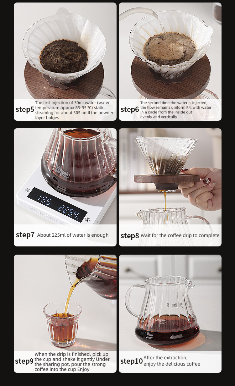 BINCOO Hand Brew Coffee Pot Set Home Filter Cup Sharing Pot Manual ...