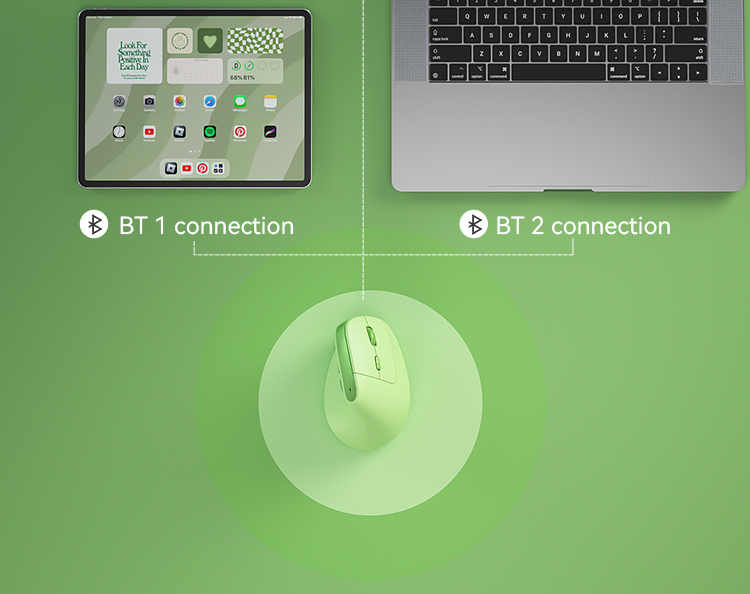 BOW MD190L 2.4G BT Wireless Rechargeable Mouse Bluetooth Dual Mode Ergonomic Mouse For Desktop ...