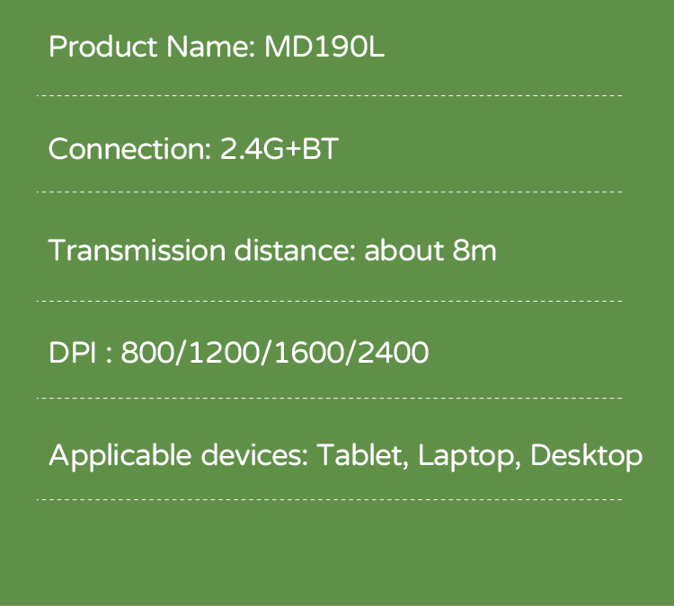 BOW MD190L 2.4G BT Wireless Rechargeable Mouse Bluetooth Dual Mode Ergonomic Mouse For Desktop ...