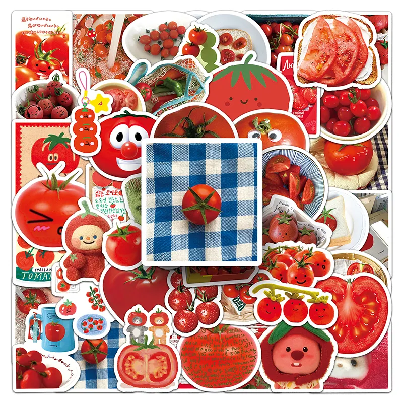 50pcs Red Tomato Ins Stickers PVC Waterproof DIY Journal Planners ...