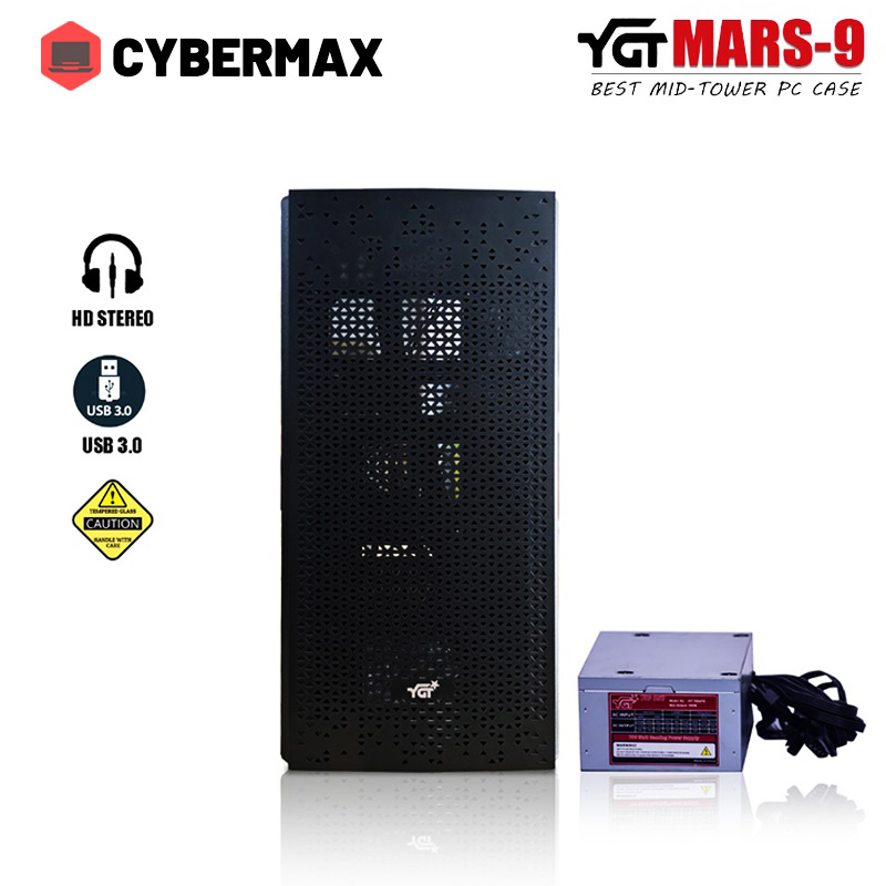 YGT Mars 9 PC Case With PSU Generic Gaming Computer Case Black MATX ...