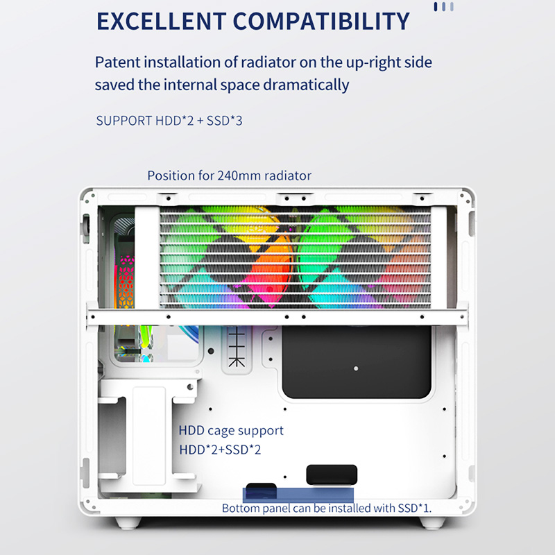 YGT V300 Black PC Case Gaming Micro ATX Case Desktop Computer Case With ...