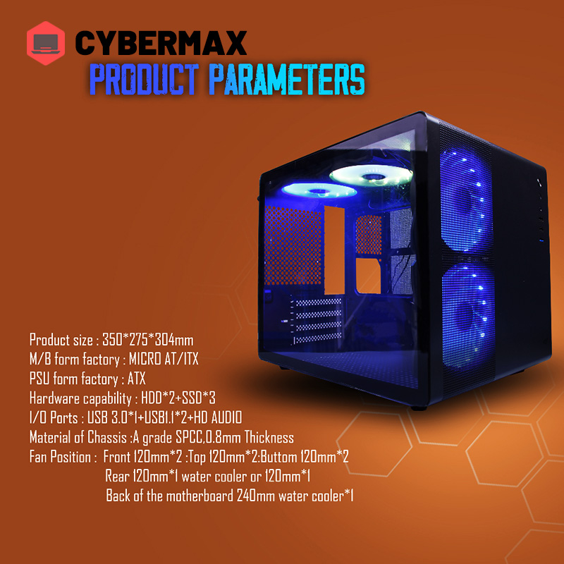 YGT V300 Black PC Case Gaming Micro ATX Case Desktop Computer Case With Tempered Glass 100% ...